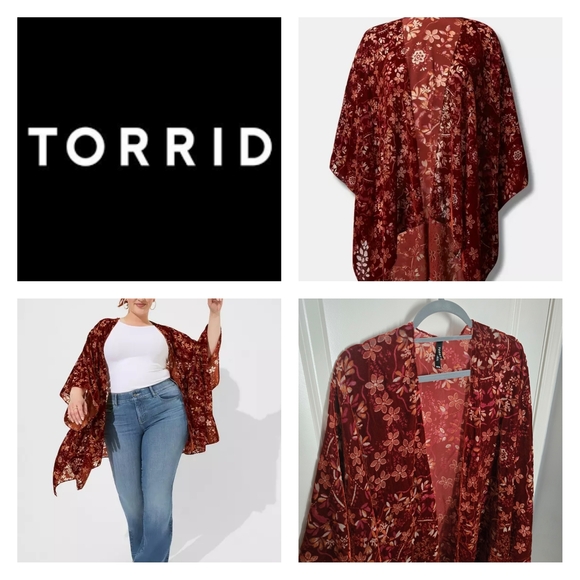 torrid | Tops | Torrid Red Floral Kimono | Poshmark